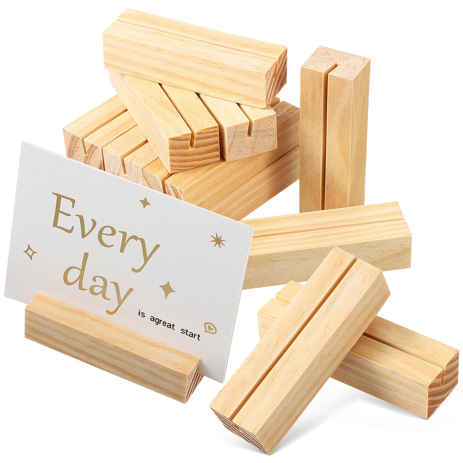 COMPUKAS 30 Pcs Table Sign Holders Light Yellow Wood Rectangular for ...