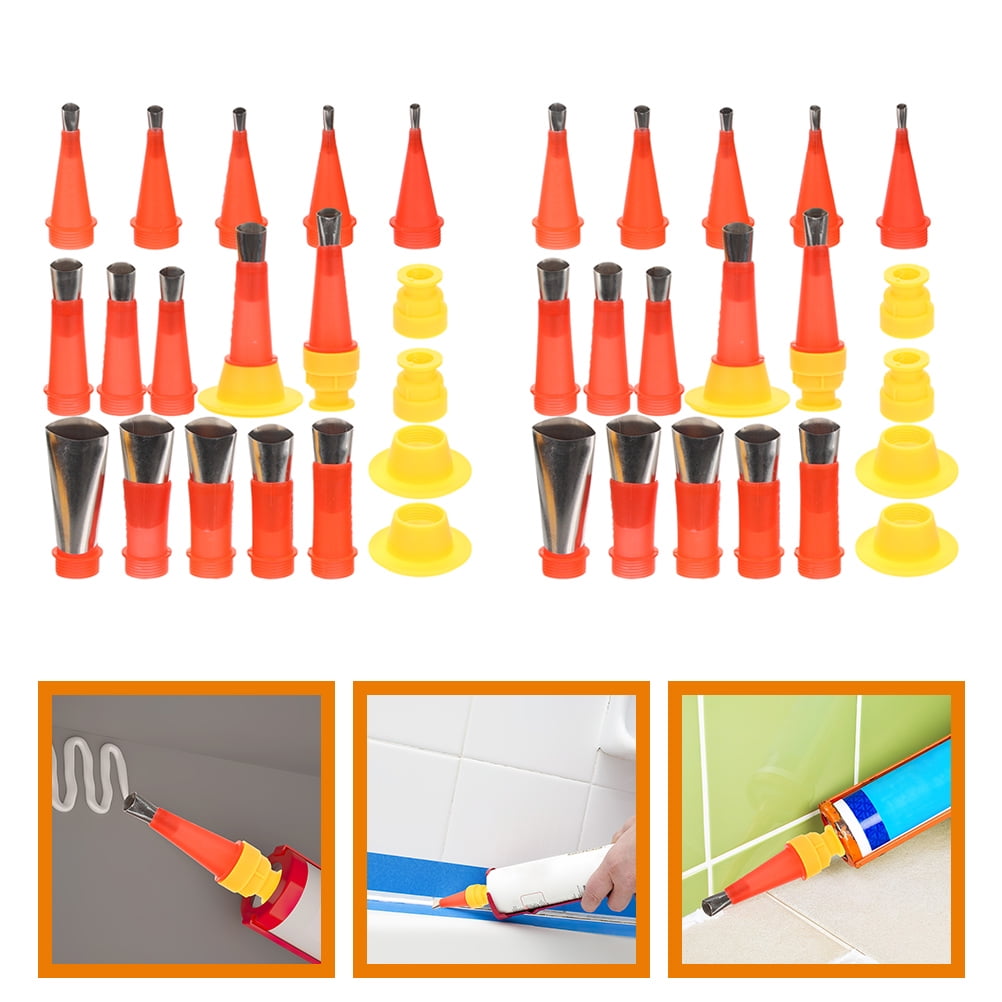 COMPUKAS 30-Piece Reusable Caulking Nozzle Set with Bases, Assorted ...