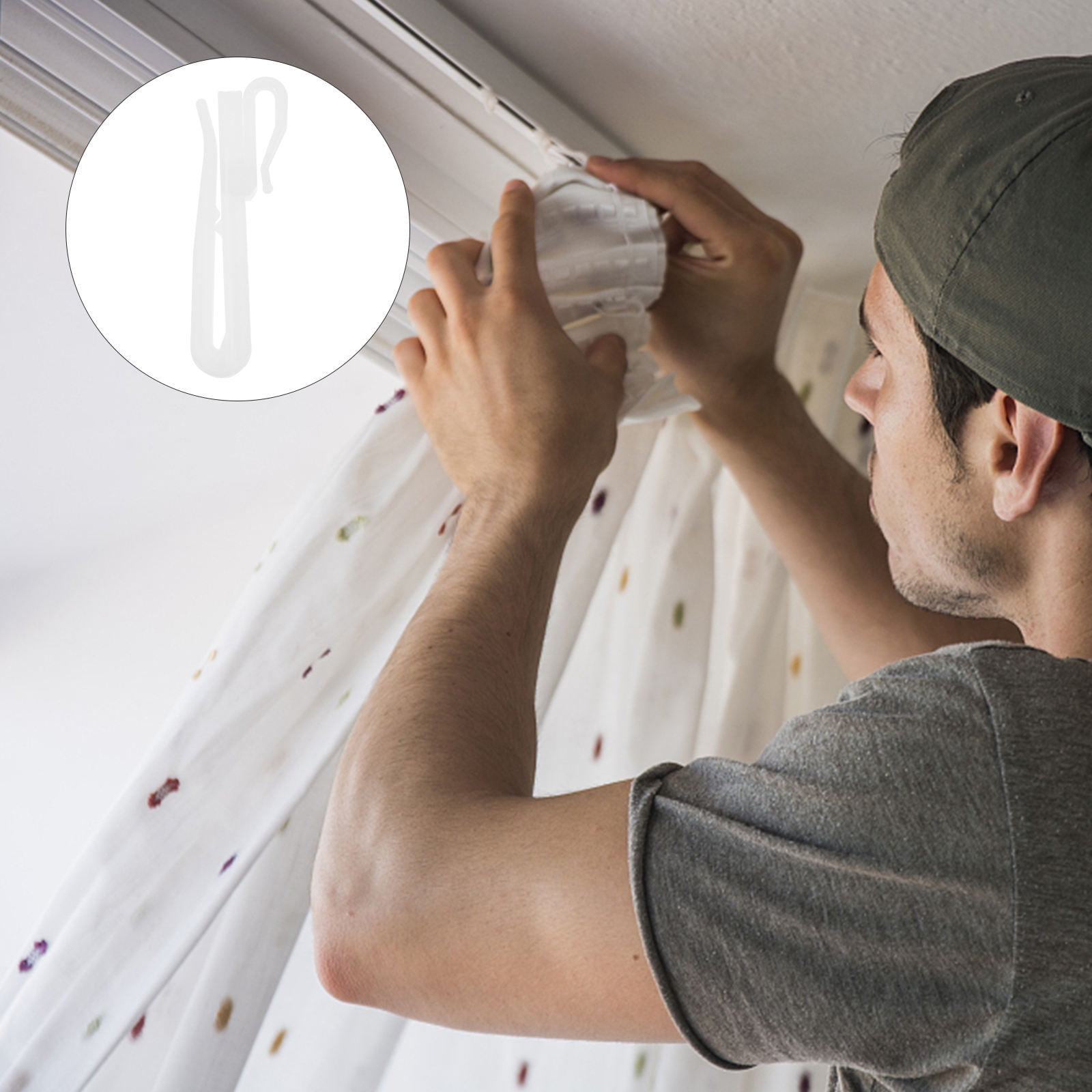 COMPUKAS 300Pcs White Plastic Curtain Hooks Wear Resistant for Home ...