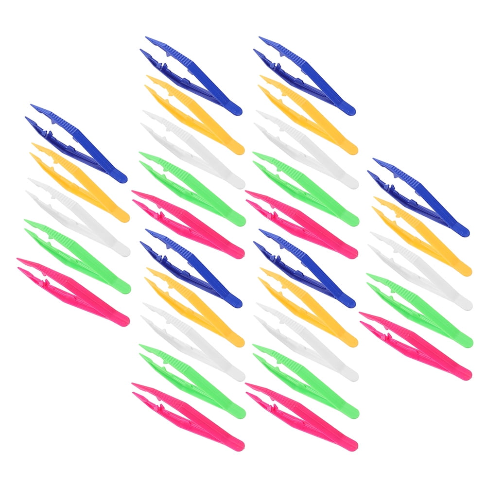 COMPUKAS 30pcs Childrens Play Tweezers Blue Plastic Tweezers for DIY ...