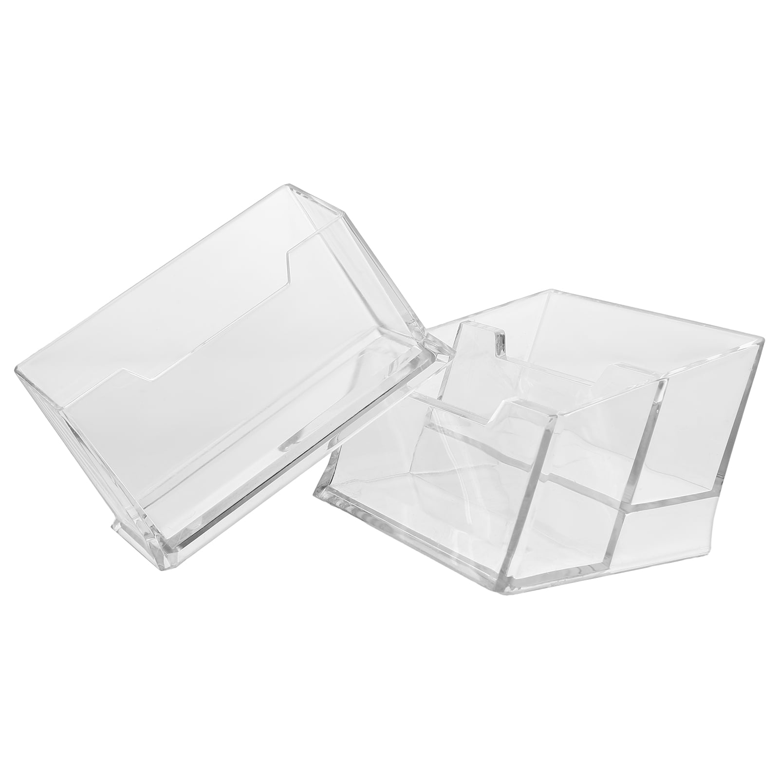 COMPUKAS Acrylic Business Cards Container Simple Style Storage 2Pcs 4 ...