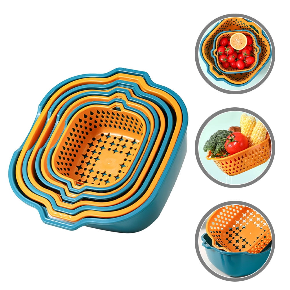 COMPUKAS 4 x Washing Bowls Multifuntional Drainage Bowl Plastic for ...