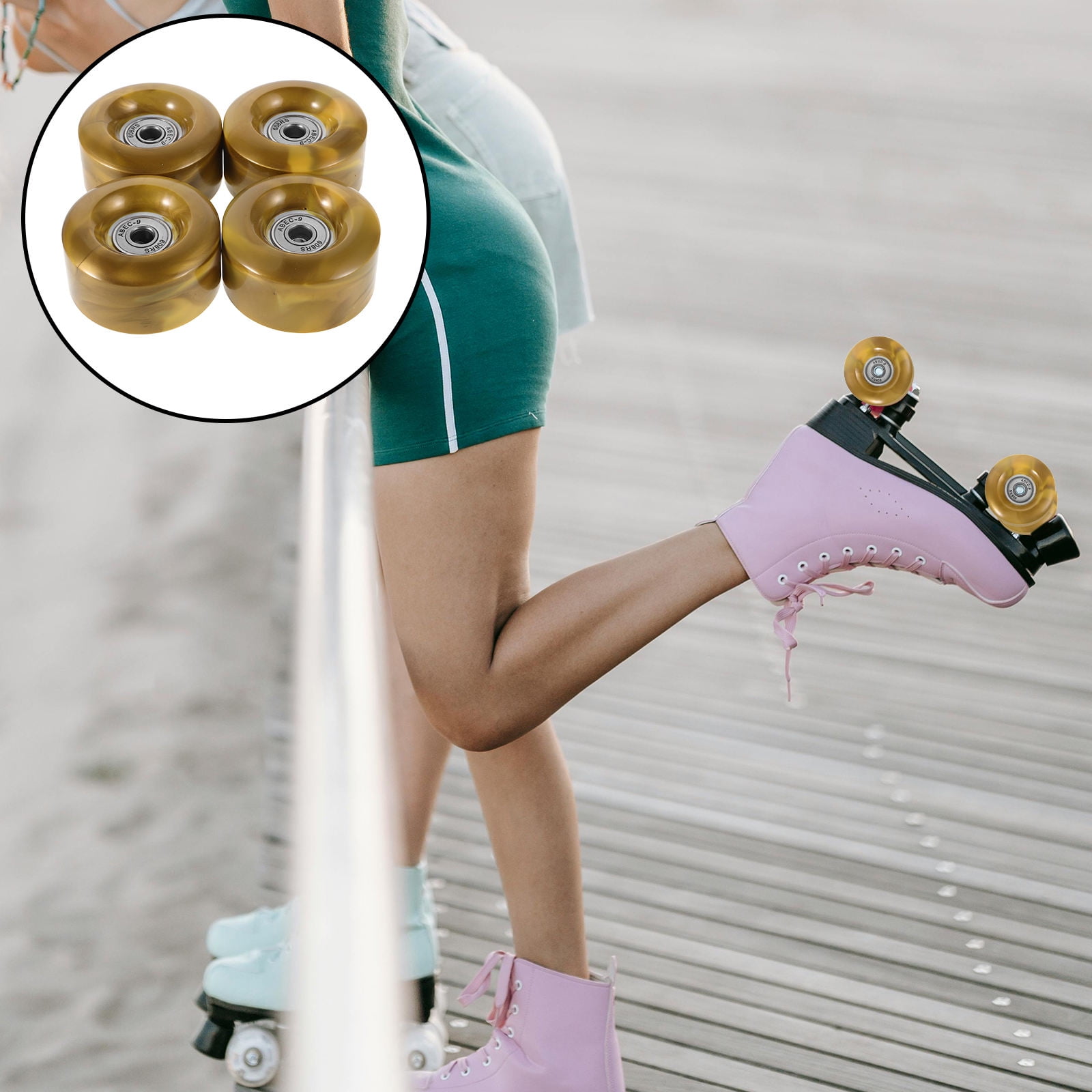 COMPUKAS 4Pcs Quad Roller Skate Wheels Roller Skates for Men PU ...