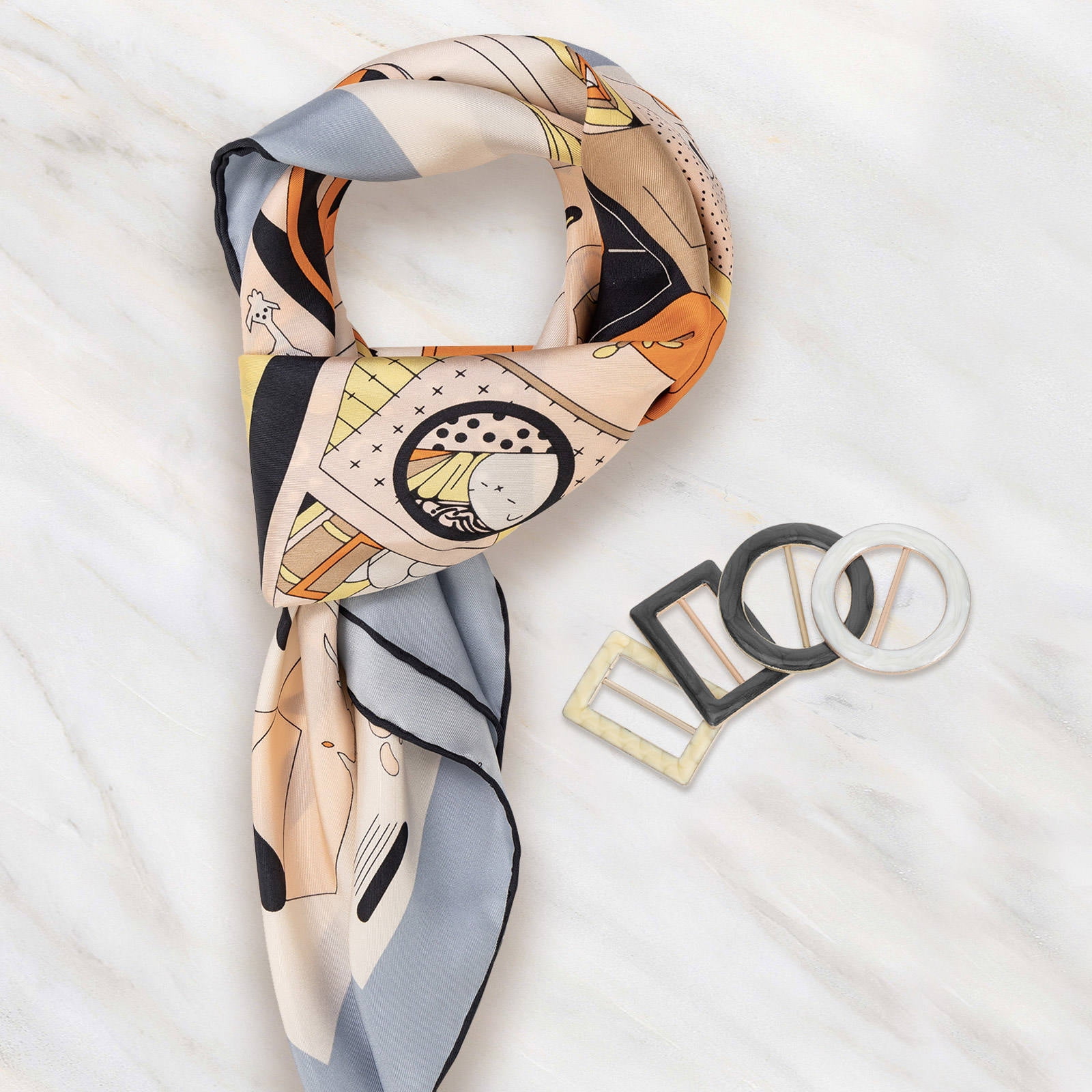 COMPUKAS 4pcs Silk Scarf Clip Assorted Color Zinc Alloy Style Enhancer ...