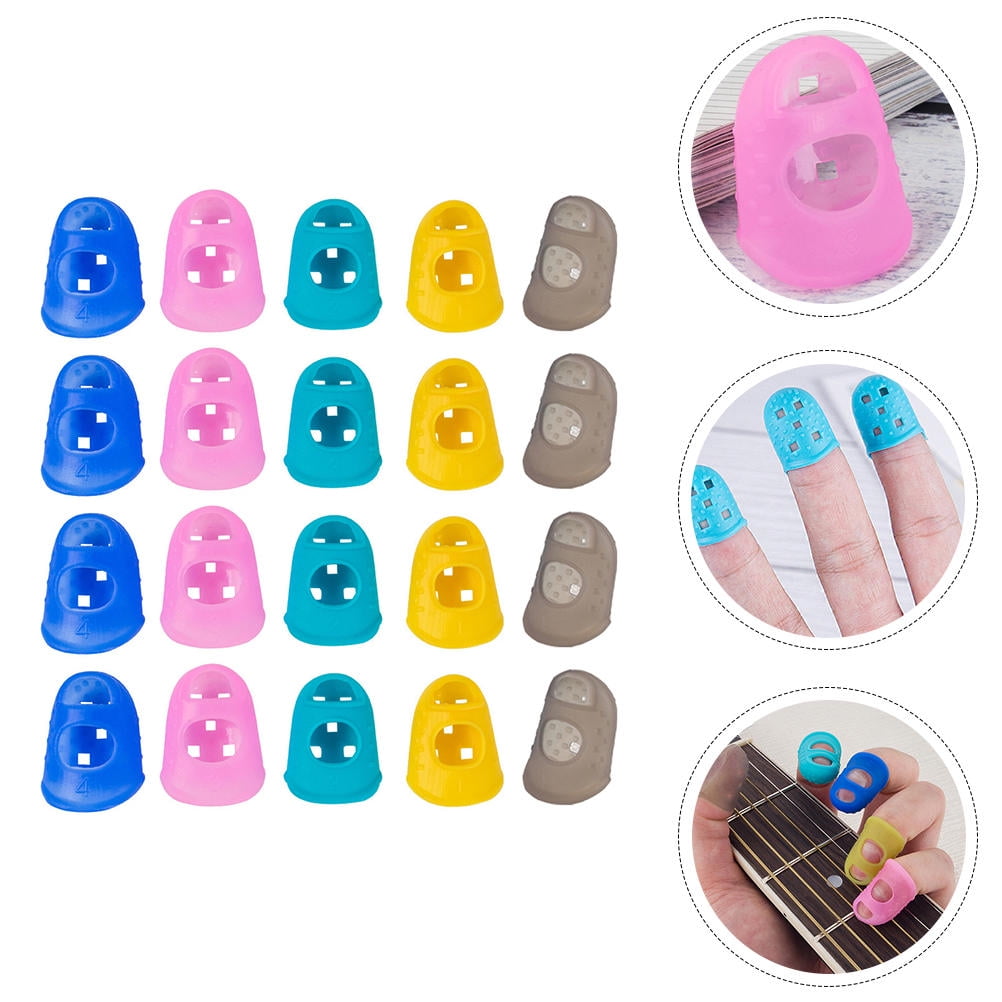 COMPUKAS 50Pcs Assorted Color Silicone Finger Caps for Guitar Banjo ...