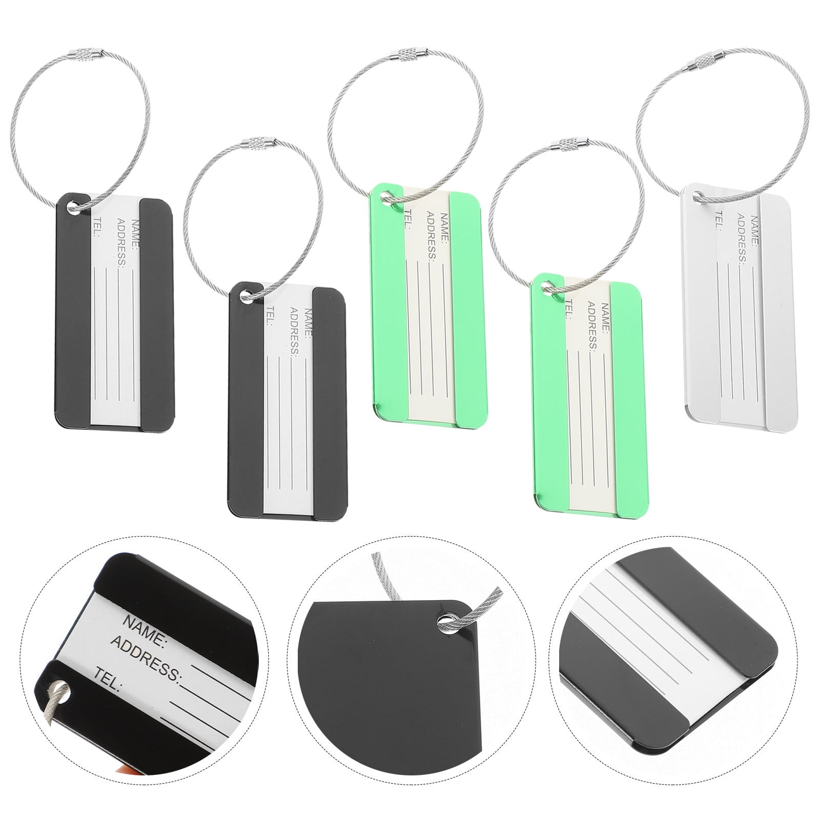 COMPUKAS 5Pack Luggage Tags Metal for Travelers to Identify Baggage ...