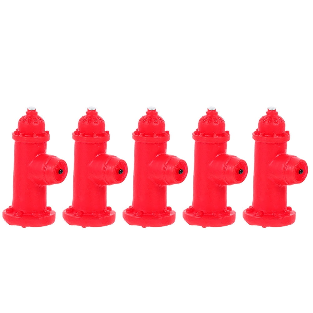 COMPUKAS 5Set Small Fire Hydrant Models Red Realistic Design for Micro ...
