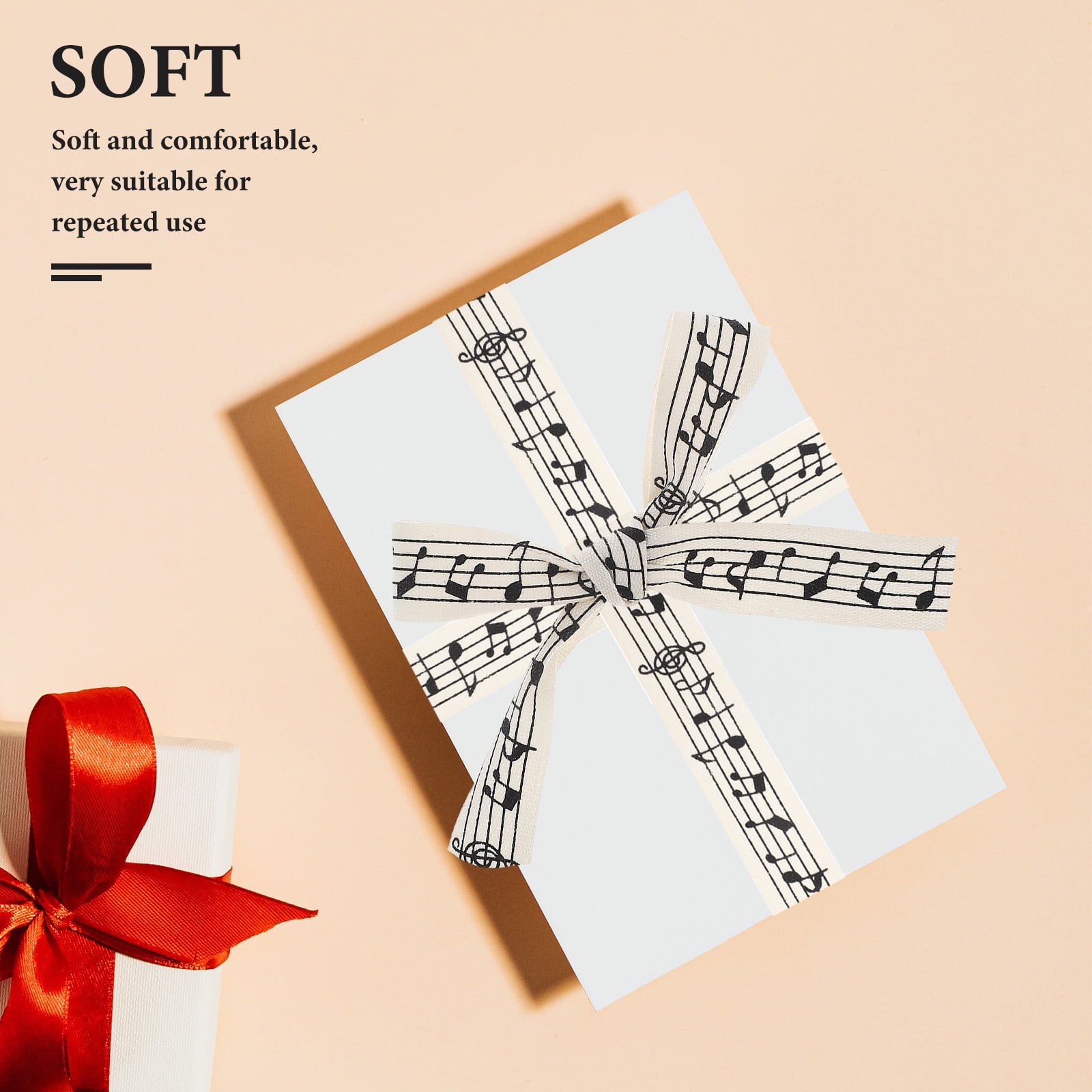 COMPUKAS Beige Cotton Musical Note Ribbon 1 Roll 10m x 0.6in Flat ...