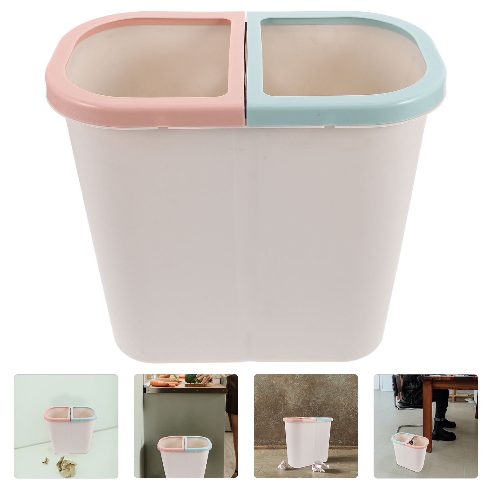COMPUKAS Narrow Trash Can Kitchen Plastic Minimalist Design Bin White ...