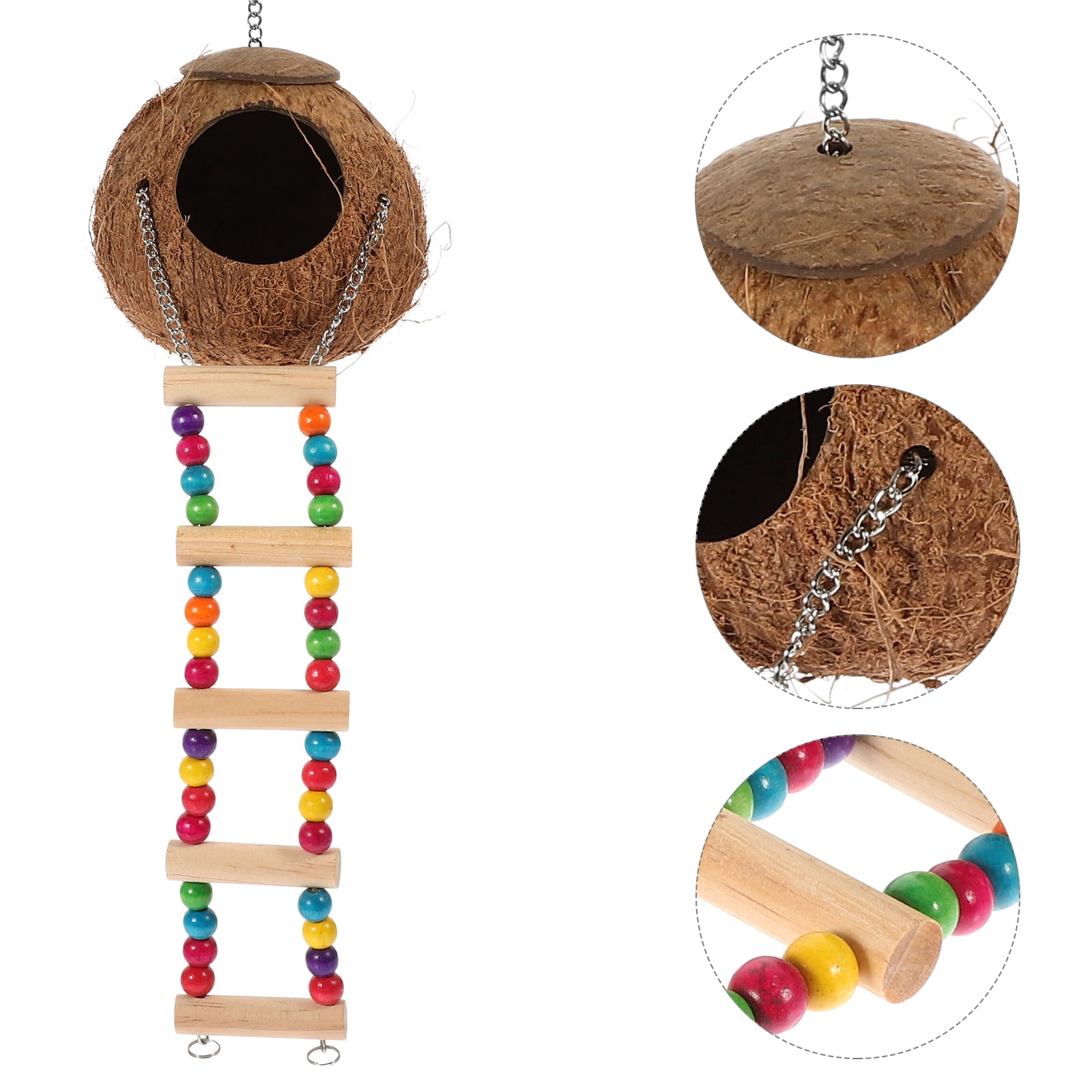 COMPUKAS Coconut Shape Pet Housing Hanging Coconut Hide Natural Design ...