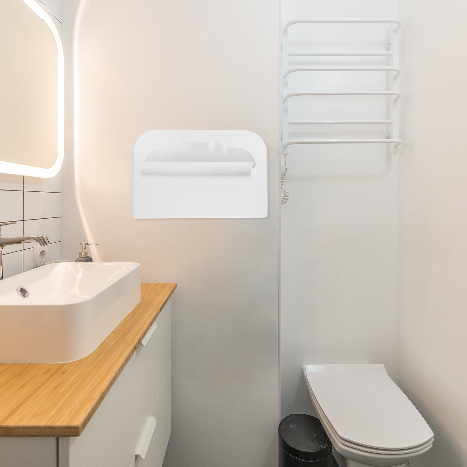 COMPUKAS Convenient Wall Mounted Toilet Cover Dispenser White ABS ...