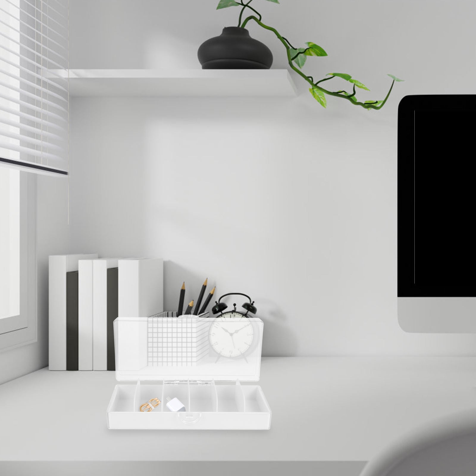 COMPUKAS Desk Wire Organizer for Cables and Chargers White Multi ...