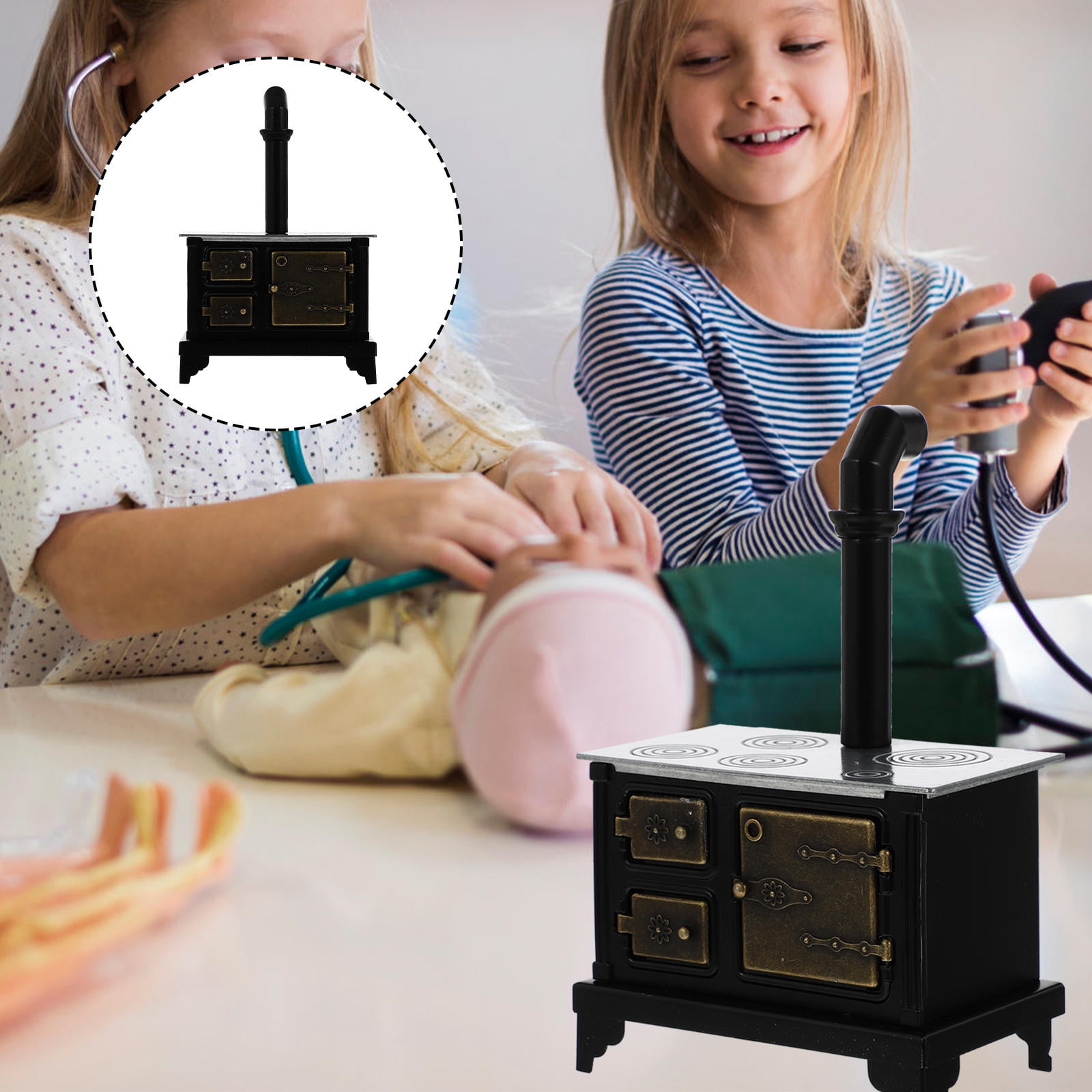 COMPUKAS Dollhouse Accessories Black Iron Miniature Cooking Bench 1 ...