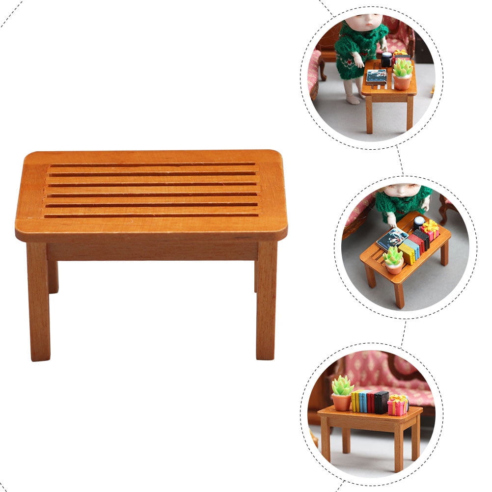 COMPUKAS Dollhouse Vintage Miniature Desk Mini Tea Table Brown ...