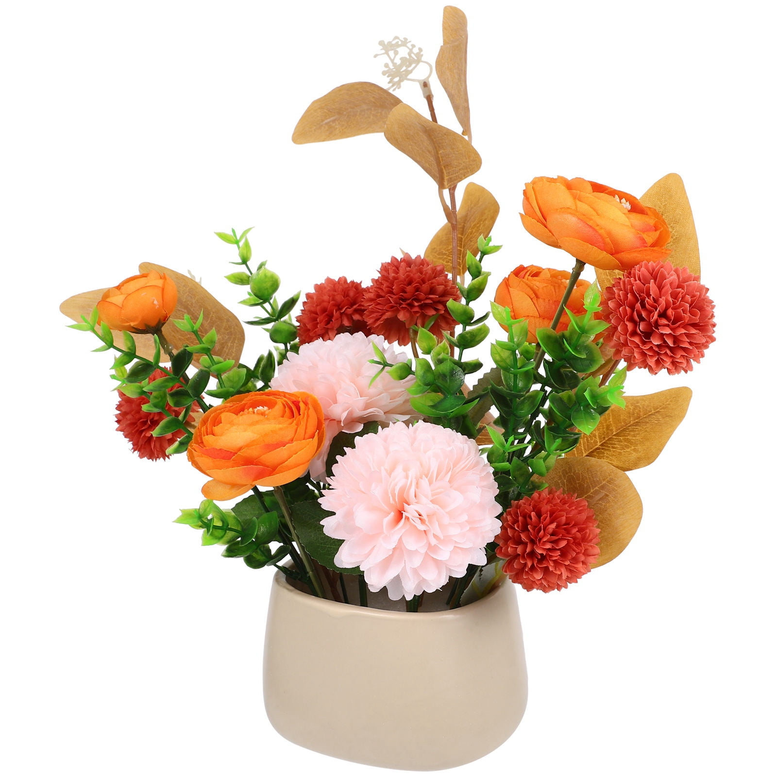 COMPUKAS Fake Plants Bonsai Orange Small Potted Indoor Plant Model for ...