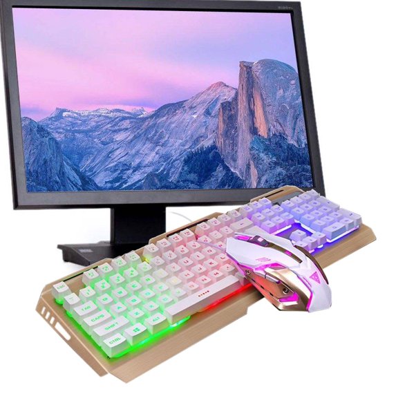 COMPUKAS Gamer Mouse Set 1Set Mechanical Led Keyboard And Mouse Golden ...