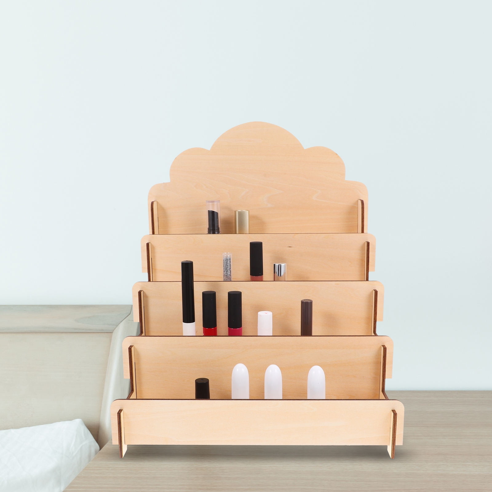 COMPUKAS Greeting Card Display Stand 1Set Beige Wood Tiered for Retail ...