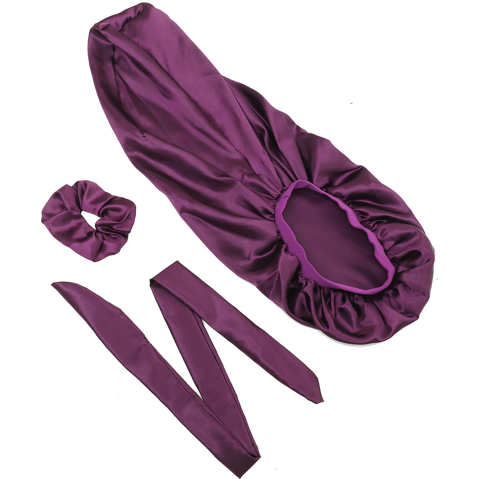 COMPUKAS Hair Sleep Cap with Practical Design in Purple Silk Ribbon ...