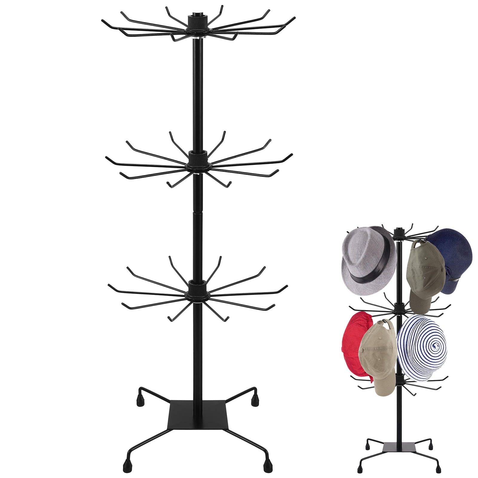COMPUKAS Hat Stand For Multiple Hats 1Pc 3 Tier Rotating Iron ...