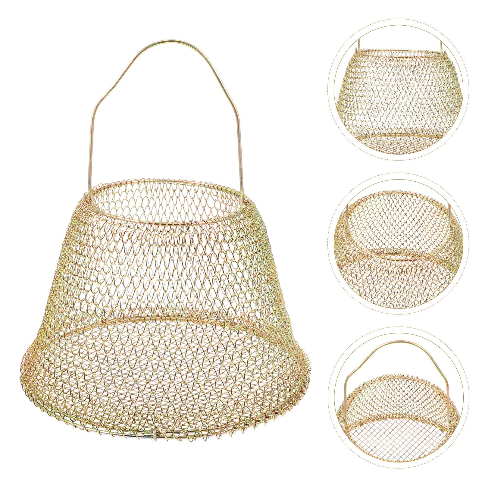 COMPUKAS Portable 1Set Golden Iron Egg Basket for Fresh Egg and Fruit ...