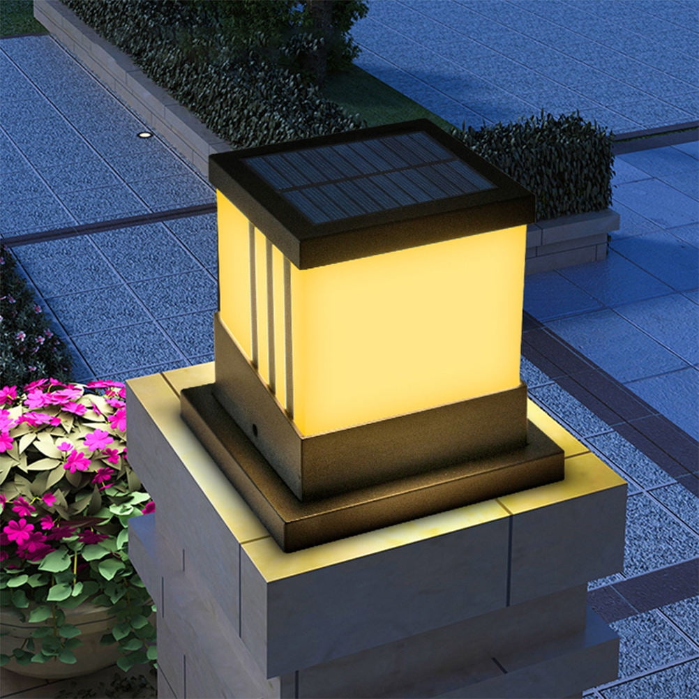 COMPUKAS Waterproof Solar Outdoor Post Light Fixture with Smart Control ...