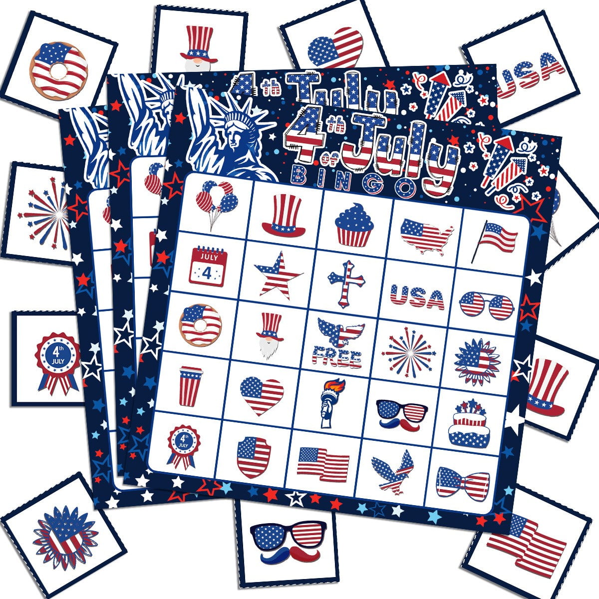 COMTOA 4th of July Bingo Game Cards 24 Players Patriotic Bingo Cards ...