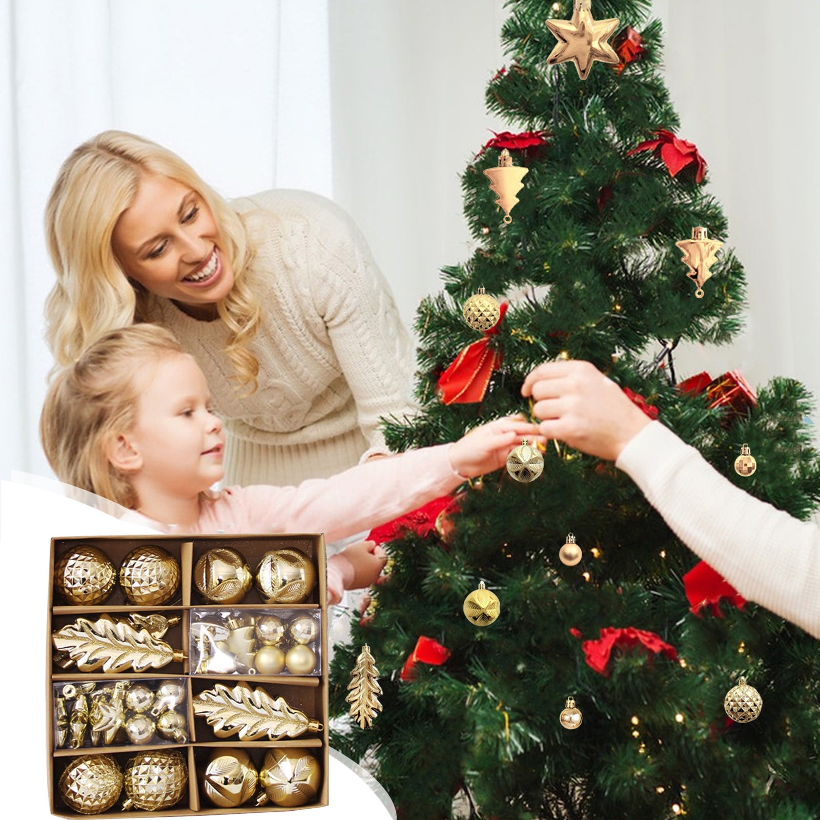 COMTOA Clearance 40 Pack Christmas Tree Ornaments 2025 - Red, Green ...