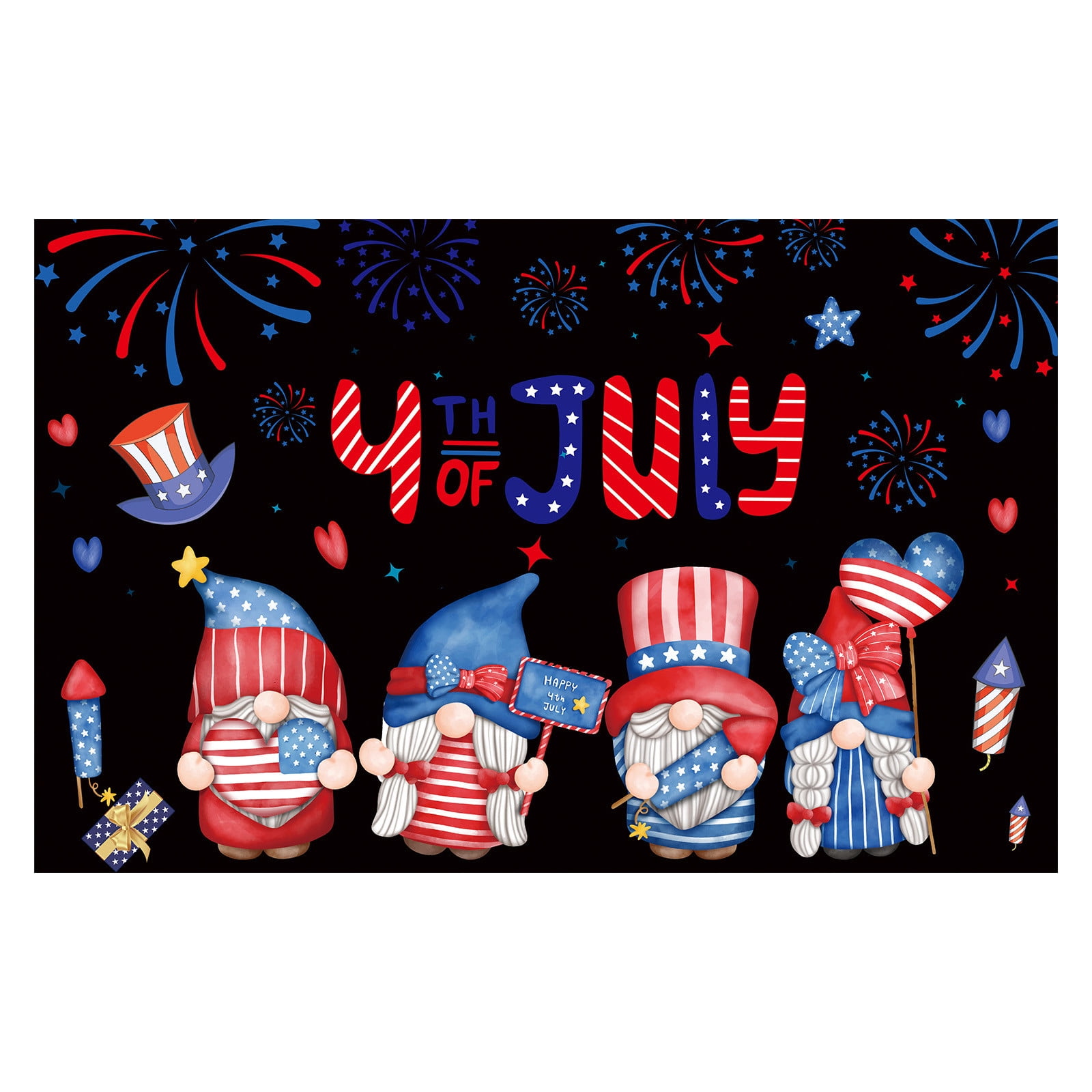 COMTOA Clearance 4th of July Party Backdrop Patriotic Sign Banner ...