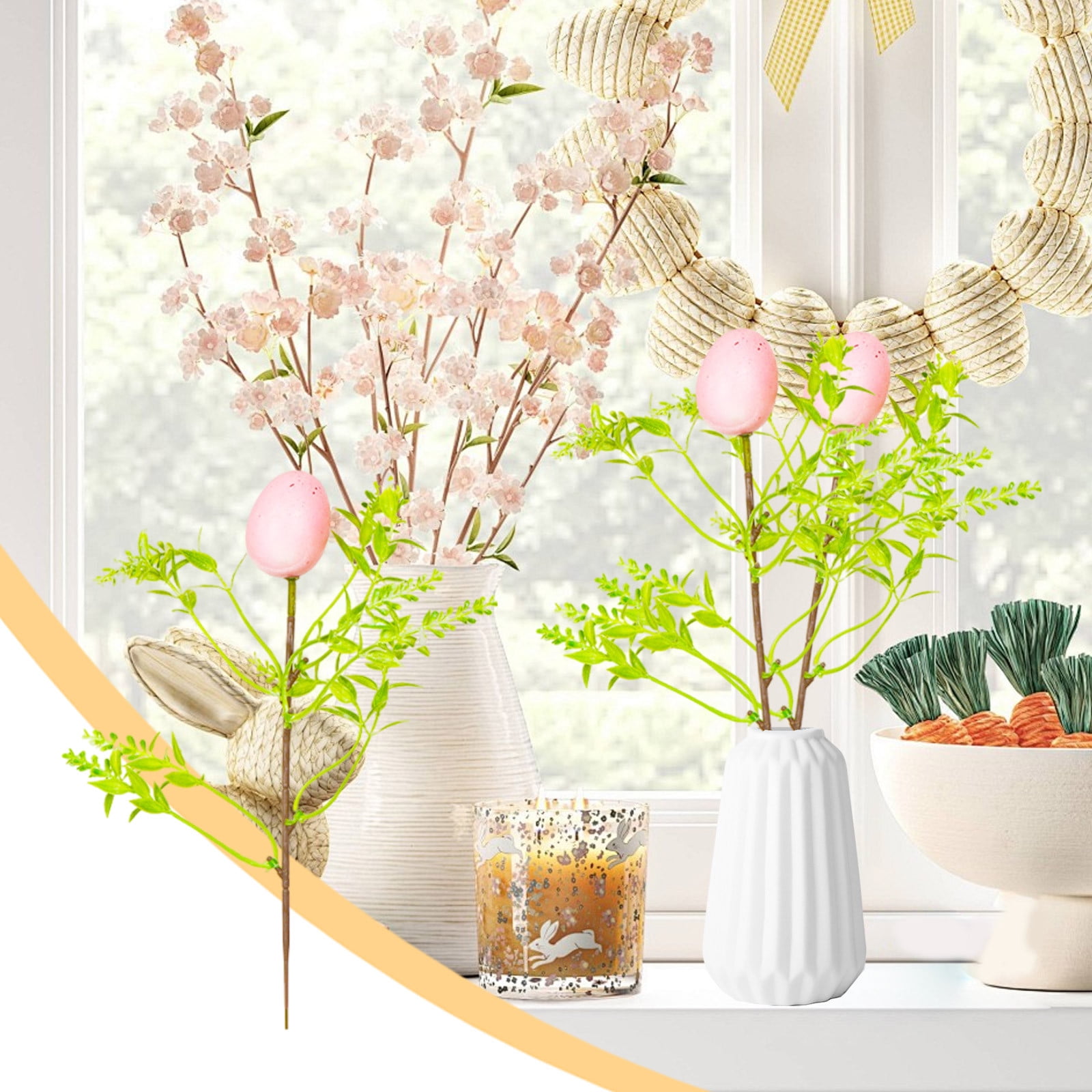 Artificial Easter Stems with Eggs & Carrots, Spring Floral Picks for ...
