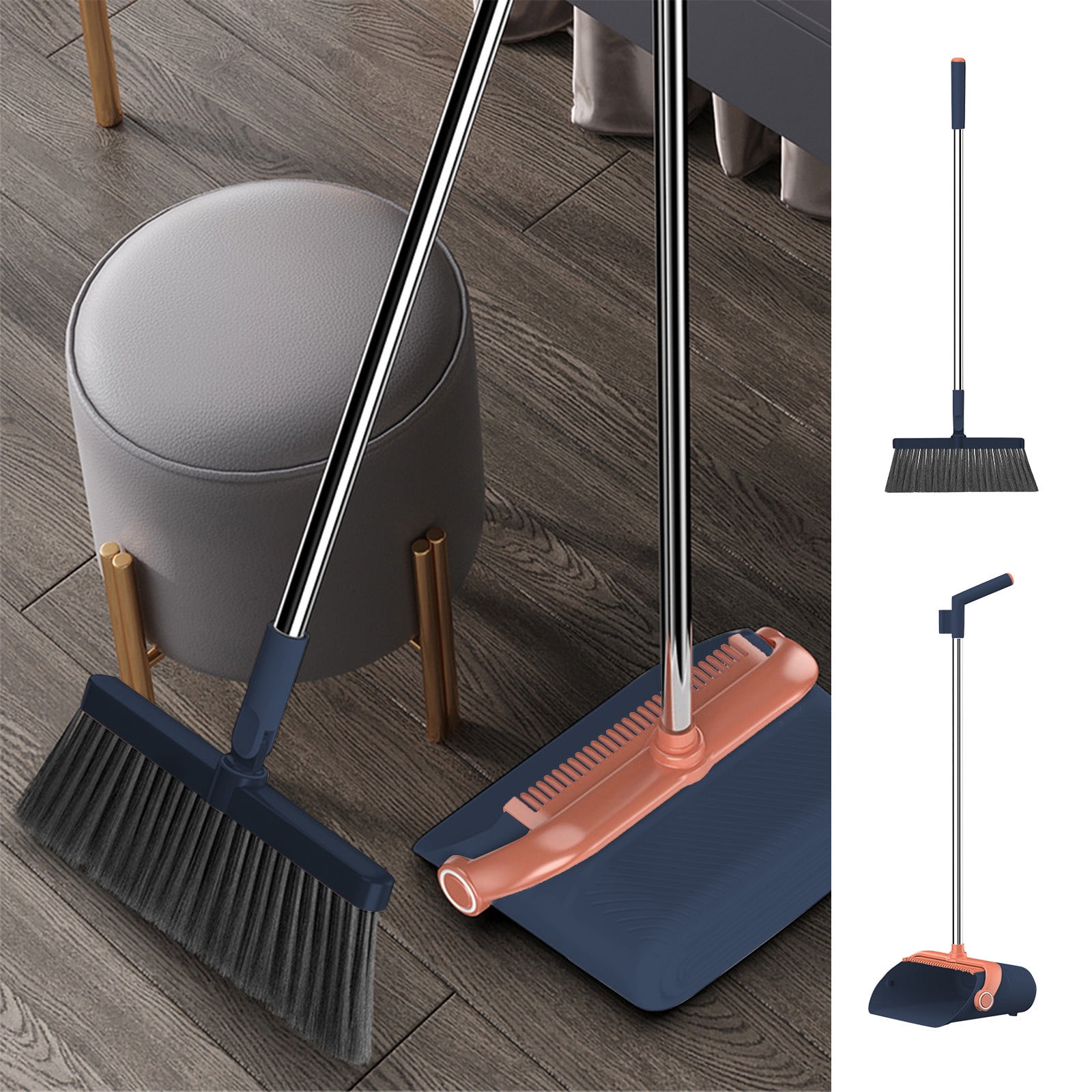 Broom with Dustpan Combo Set, 31.5" Long Handle Broom and Upright Stand ...