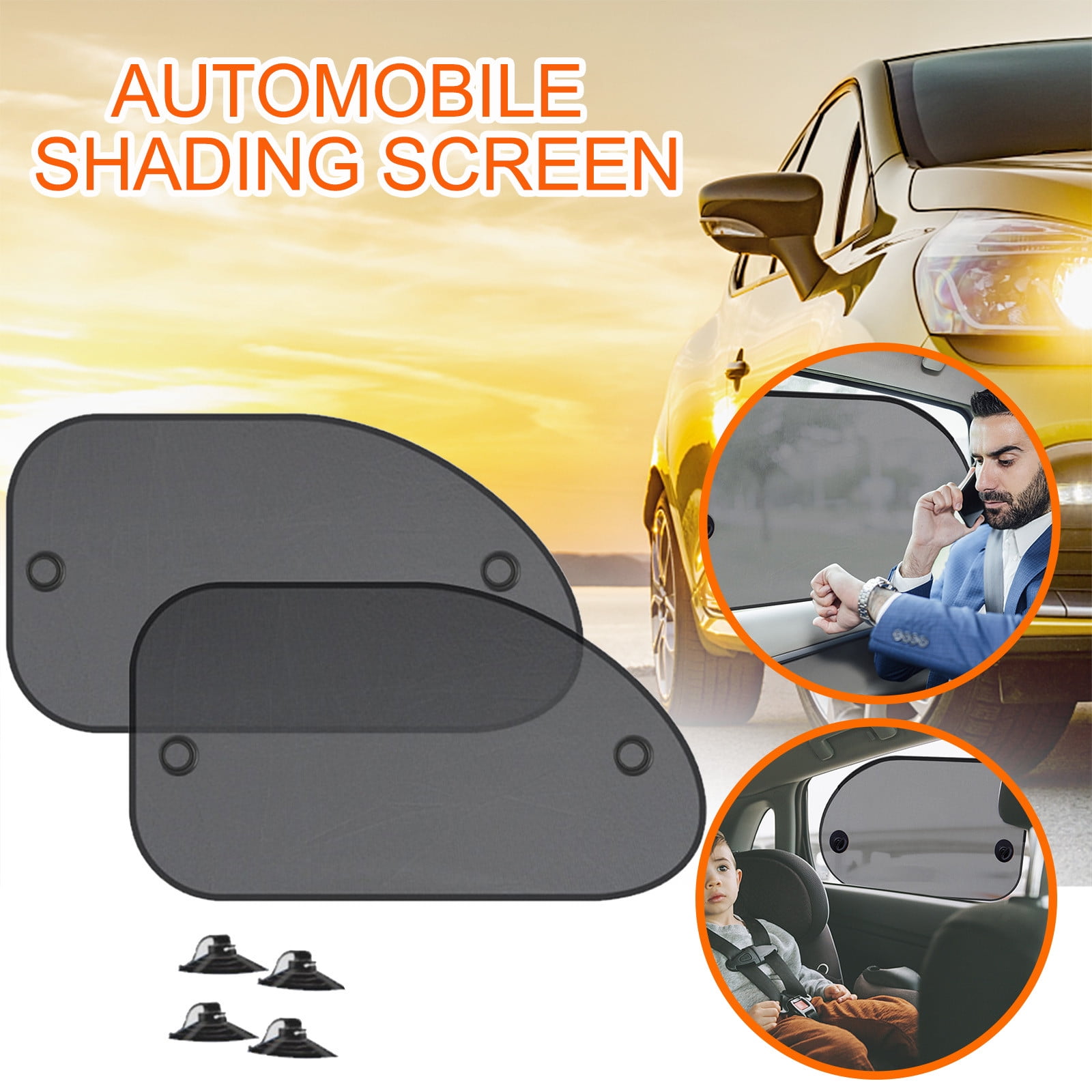 Car Window Shades, 2 Pack Mesh Car Window Screen Full Side Windows Sun ...