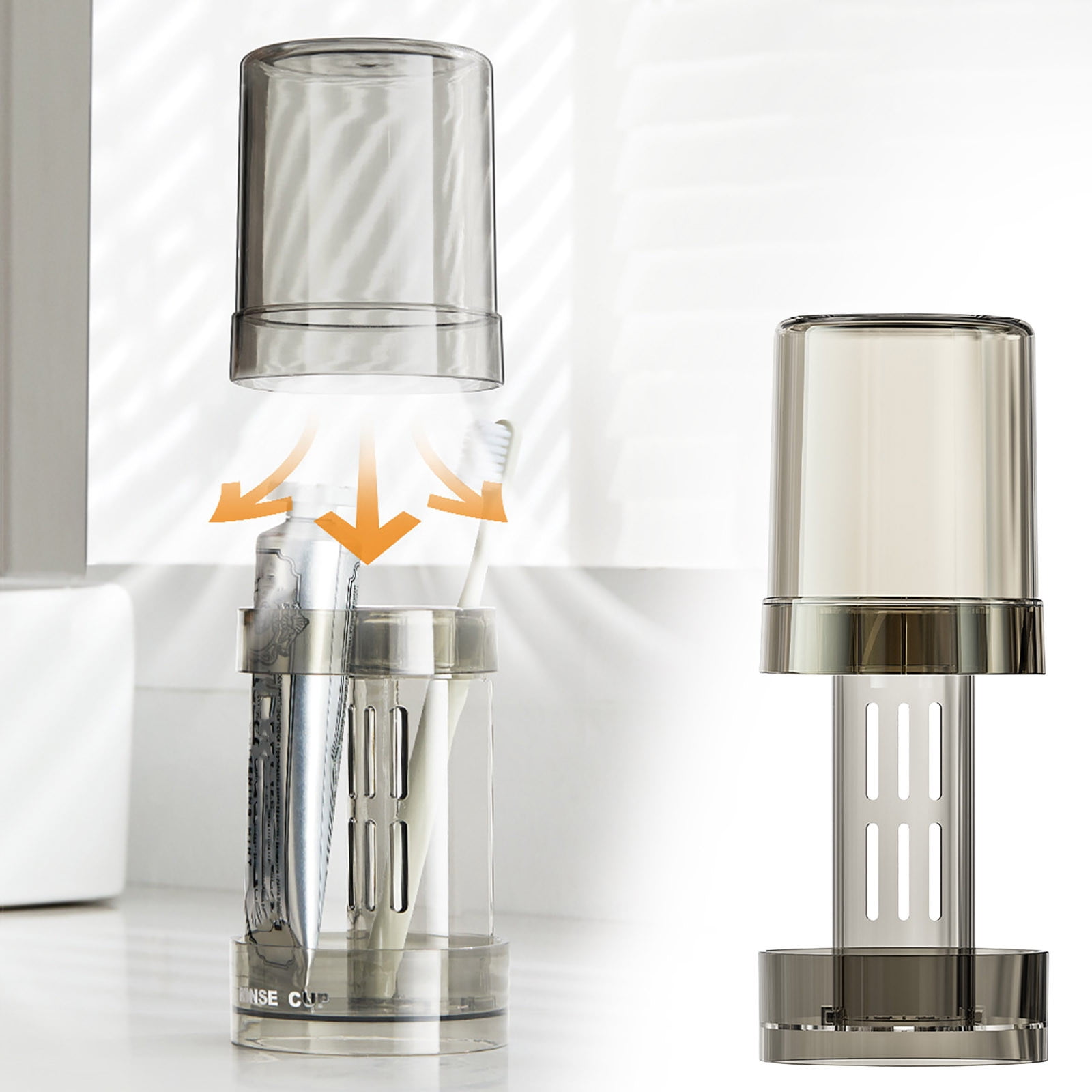 Electric Toothbrush Holder with Tooth Brush Cup and Cover, Toothpaste ...