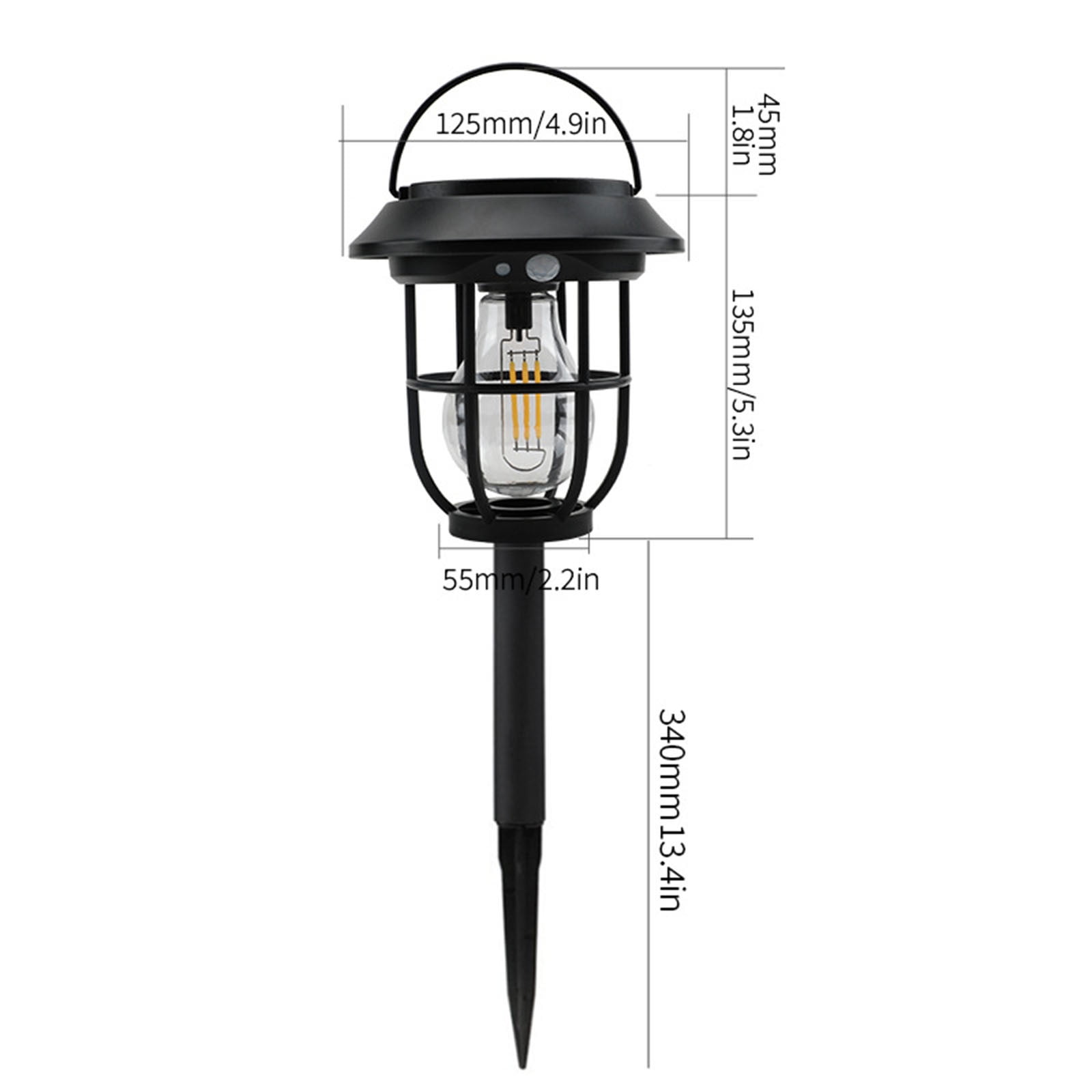 Hanging Solar Lantern Lights with Shepherd Hook, Metal Waterproof Warm ...