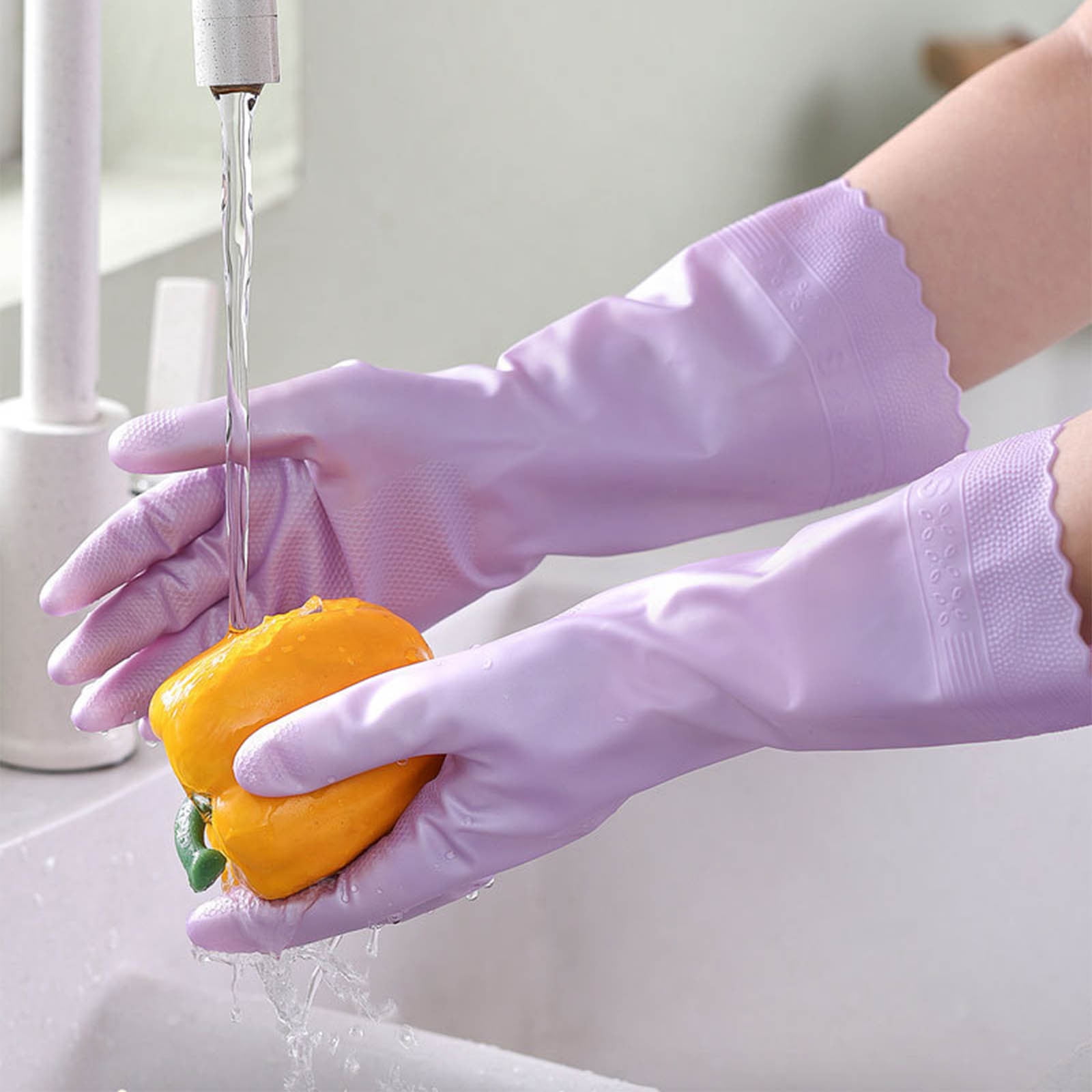 Kitchen Dishwashing Gloves - Colorful Rubber Cleaning Gloves Reusable ...