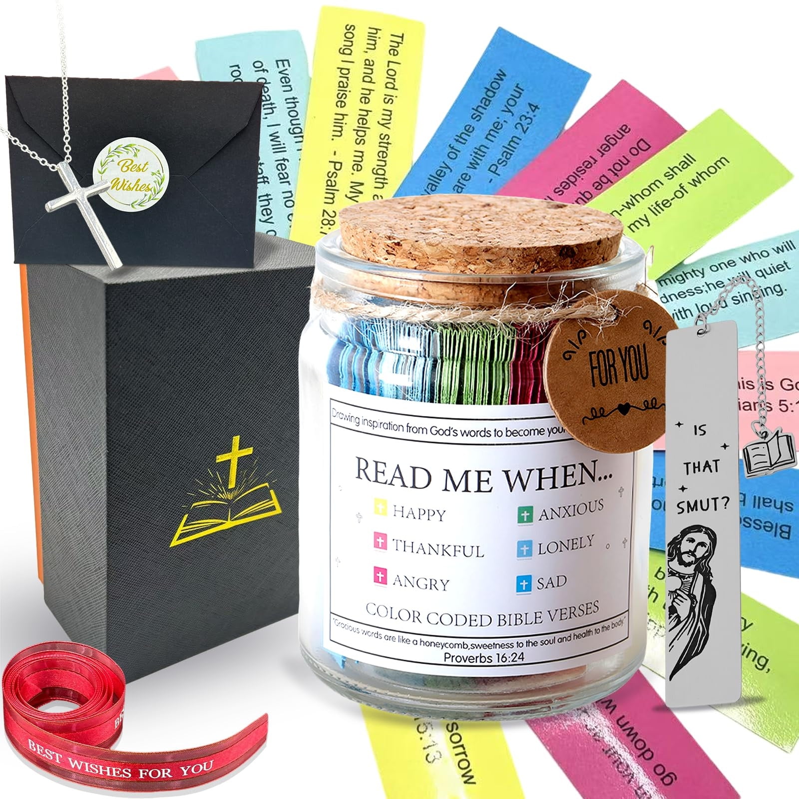Read Me When Inspirational Bible Verse Jar with Encouraging Color-Coded ...