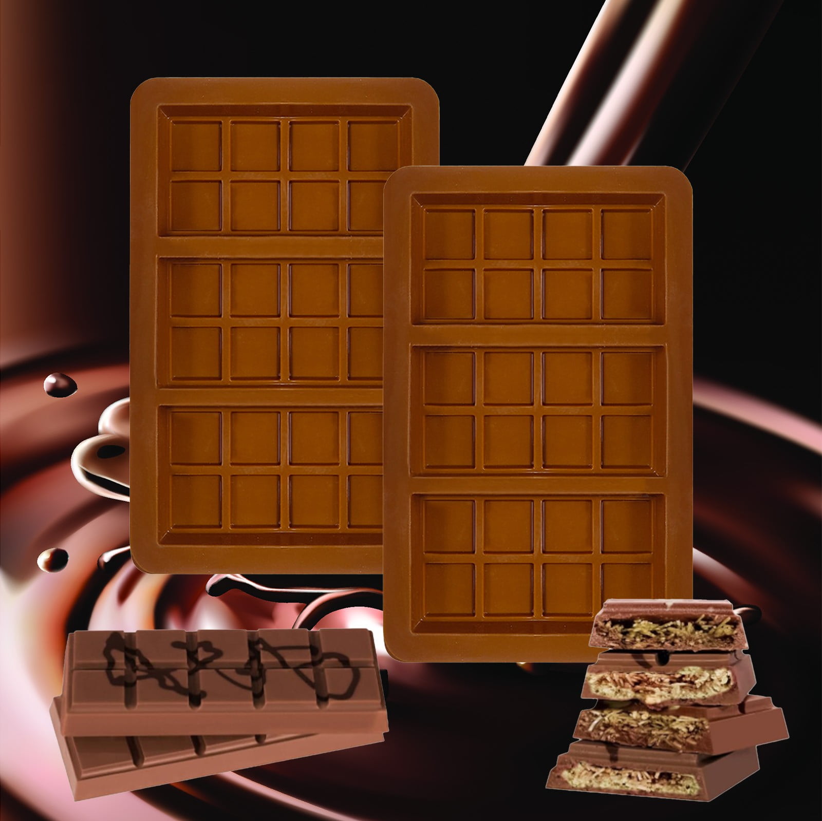 COMTOA Clearance Silicone Caramel Candy Molds, 24-Cavity Square Hard ...