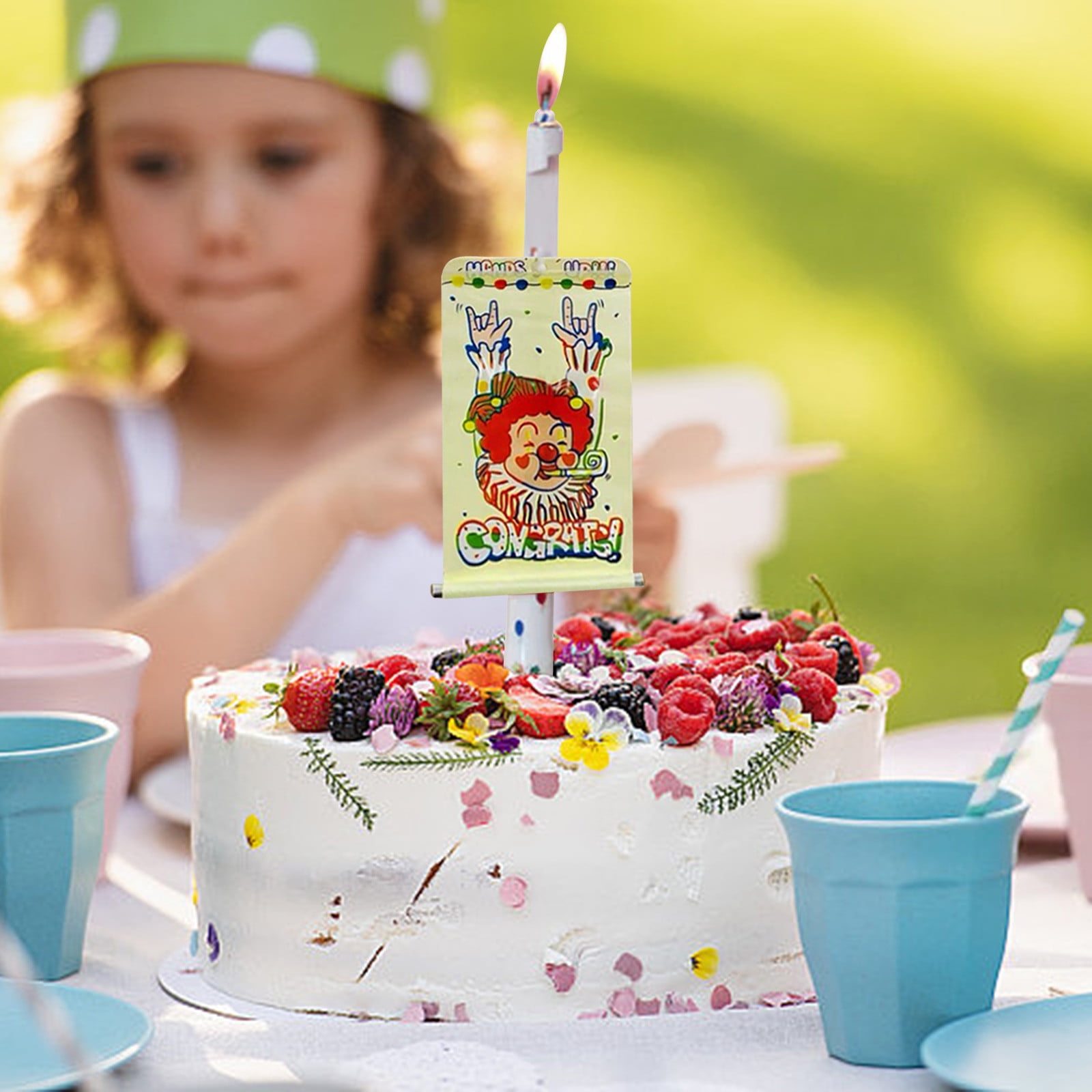 COMTOA Funny Cake Topper Candle with Pop Up Surprise Banner - Circus ...