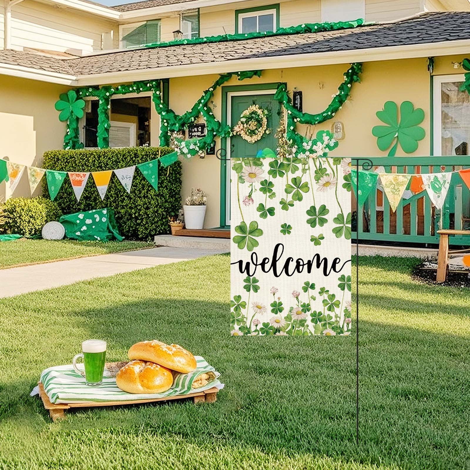 COMTOA St Patricks Day Garden Flag, Burlap Yard Flag for St. Patrick's Day Outdoor Decorations ...