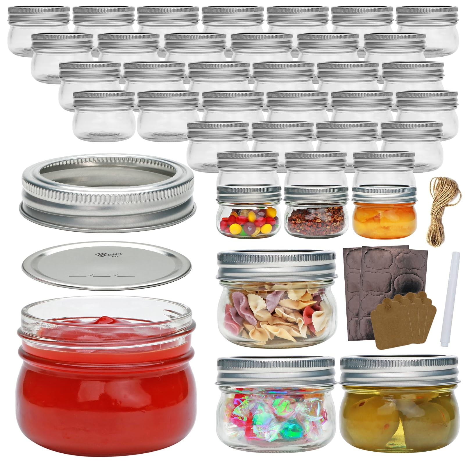 COMUDOT 40 Pack Mason Jars, 4 oz Food Storage Jars with Split-Type ...