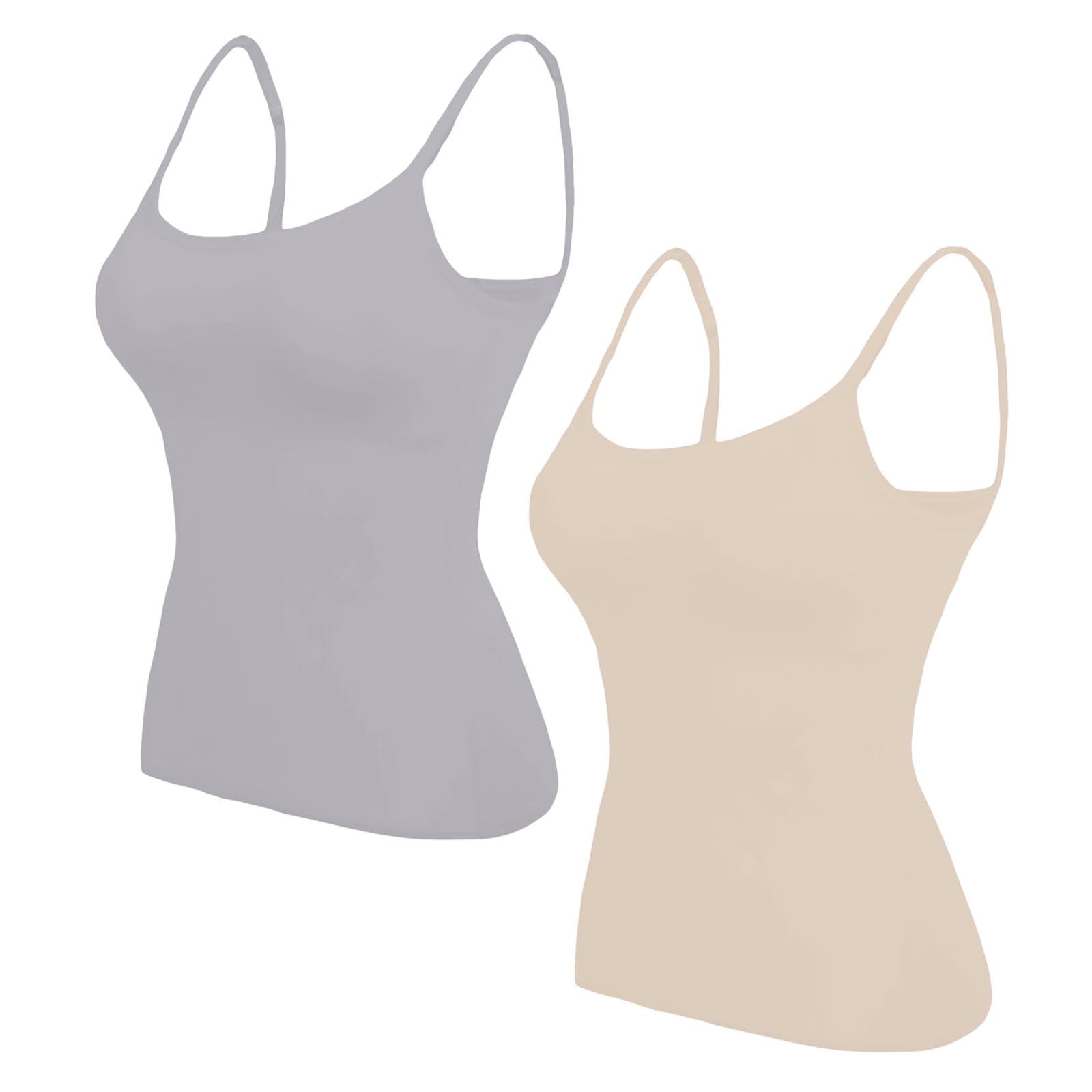 COMVALUE 2 PC Women's Casual Solid Color Basic Tanks With Women's Chest ...