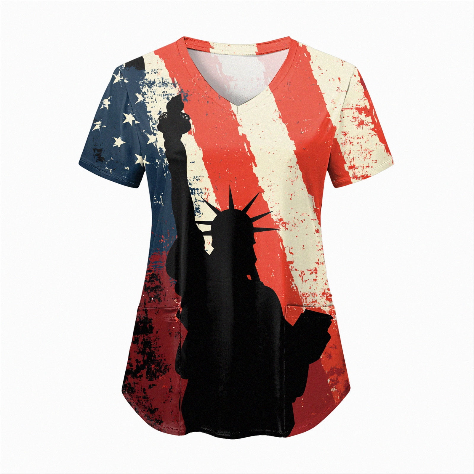 COMVALUE 4th of July Nurse Shirt Plus Size The Stars Patriotic Workwear ...