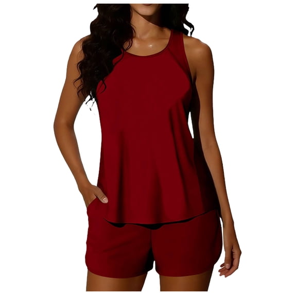 COMVALUE Bathing Suit Women Blouson Tankini Swimsuits Tummy Control ...