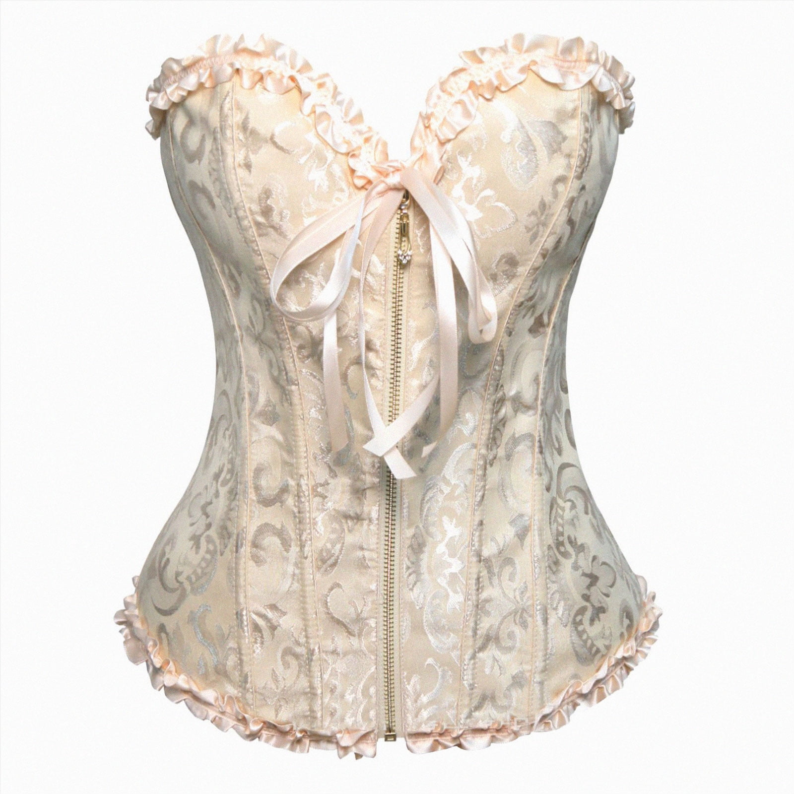 COMVALUE Corset Top Bustier Lingerie for Women Zipper Front Flower Sexy ...