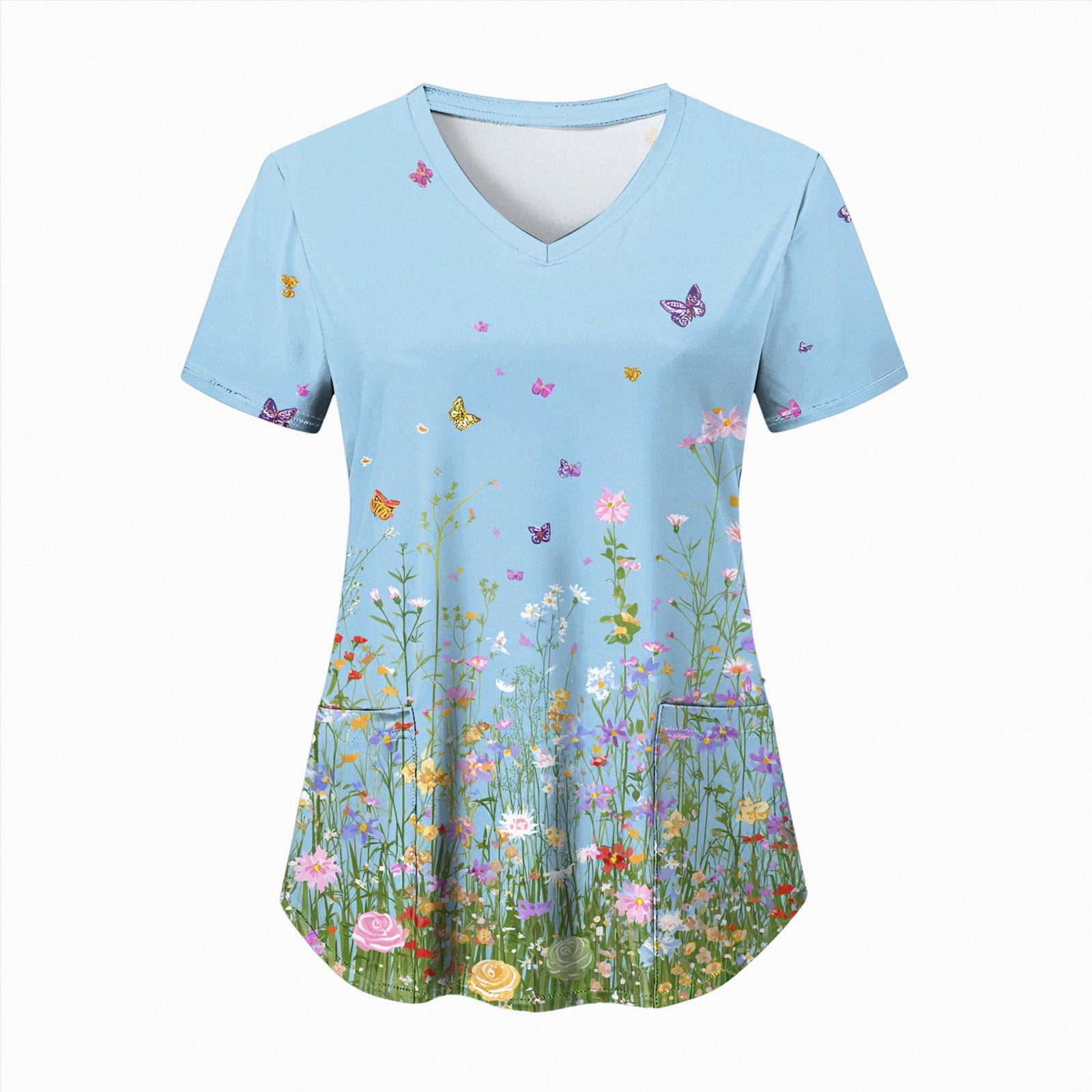 COMVALUE Cozy Fit Plus Size Scrub Shirts Medical Uniforms Tops Print ...