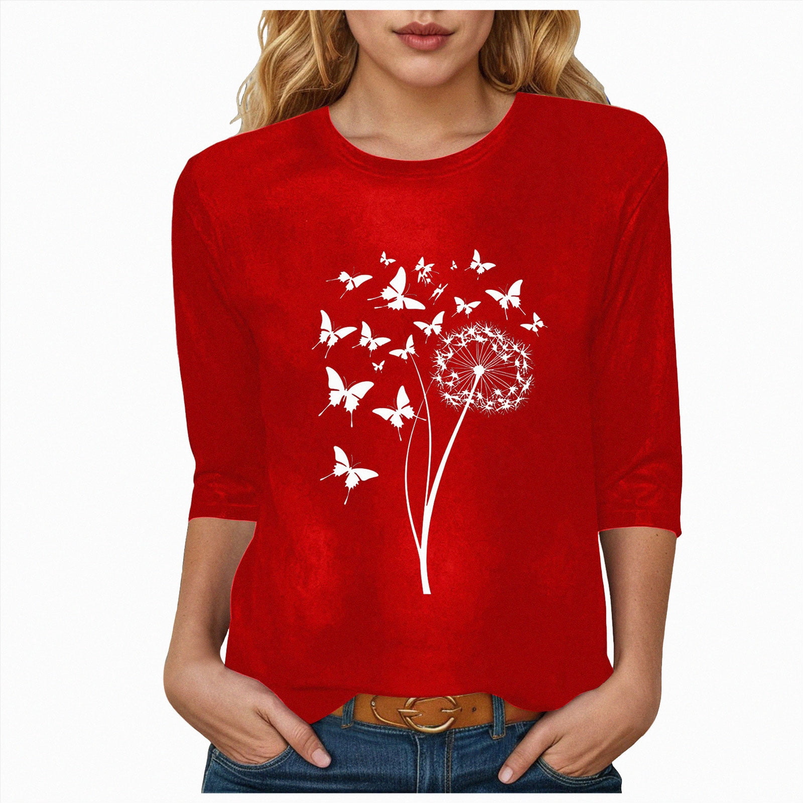 COMVALUE Dandelion Butterfly Long-Sleeved T-Shirt a Black Background ...