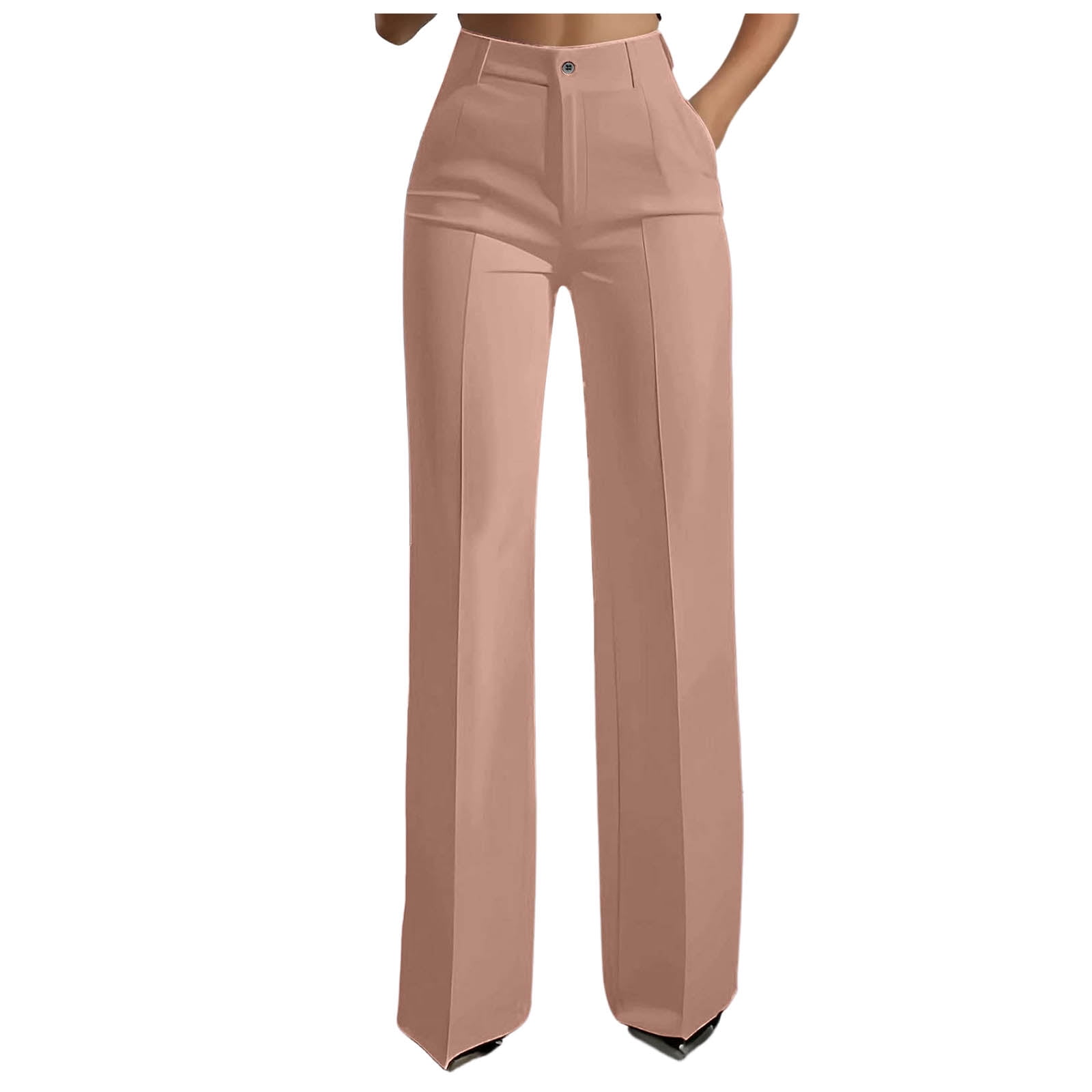 COMVALUE Dress Work Pants Women's Stretchy Bootcut Leg Button Slacks ...