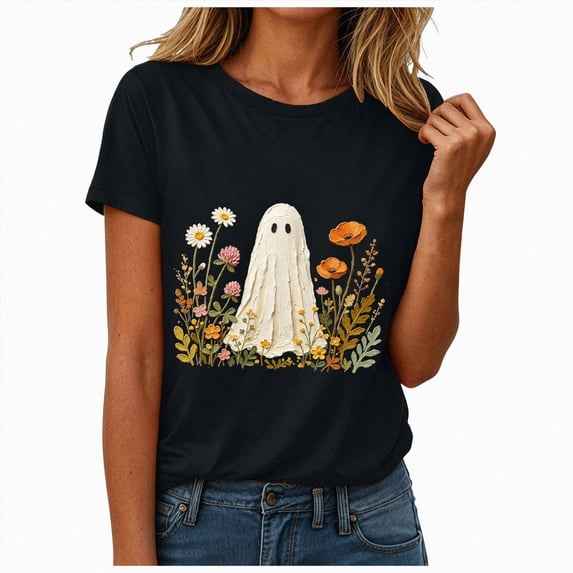 COMVALUE Halloween Shirts for Women Cute Ghost Shirt Plant Lover ...