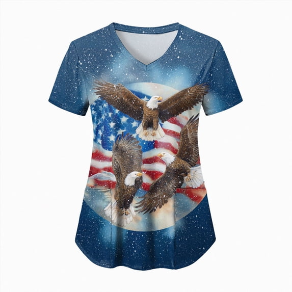 COMVALUE July 4th Nurse's Shirt Plus Size Star Spangled Banner ...