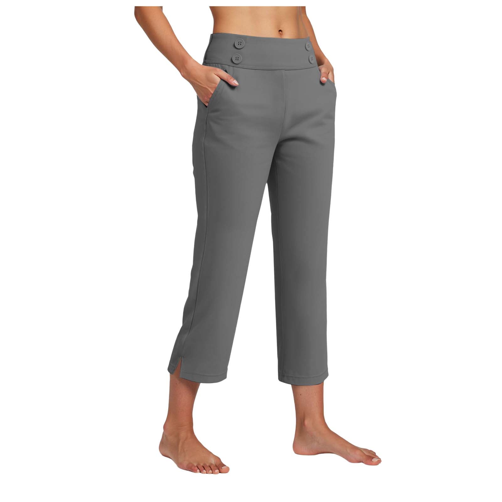COMVALUE Pants for Women Stretch Cropped Summer Casual Capris Office ...