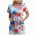 COMVALUE Scrubs Women V Neck Short Sleeve Printed Tops Cartoon Pattern ...
